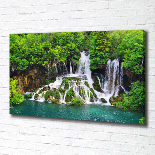 Union Rustic Wasserfall in den Bergen - Kunstdrucke auf Leinwand - Wrapped Canvas | Wayfair.de